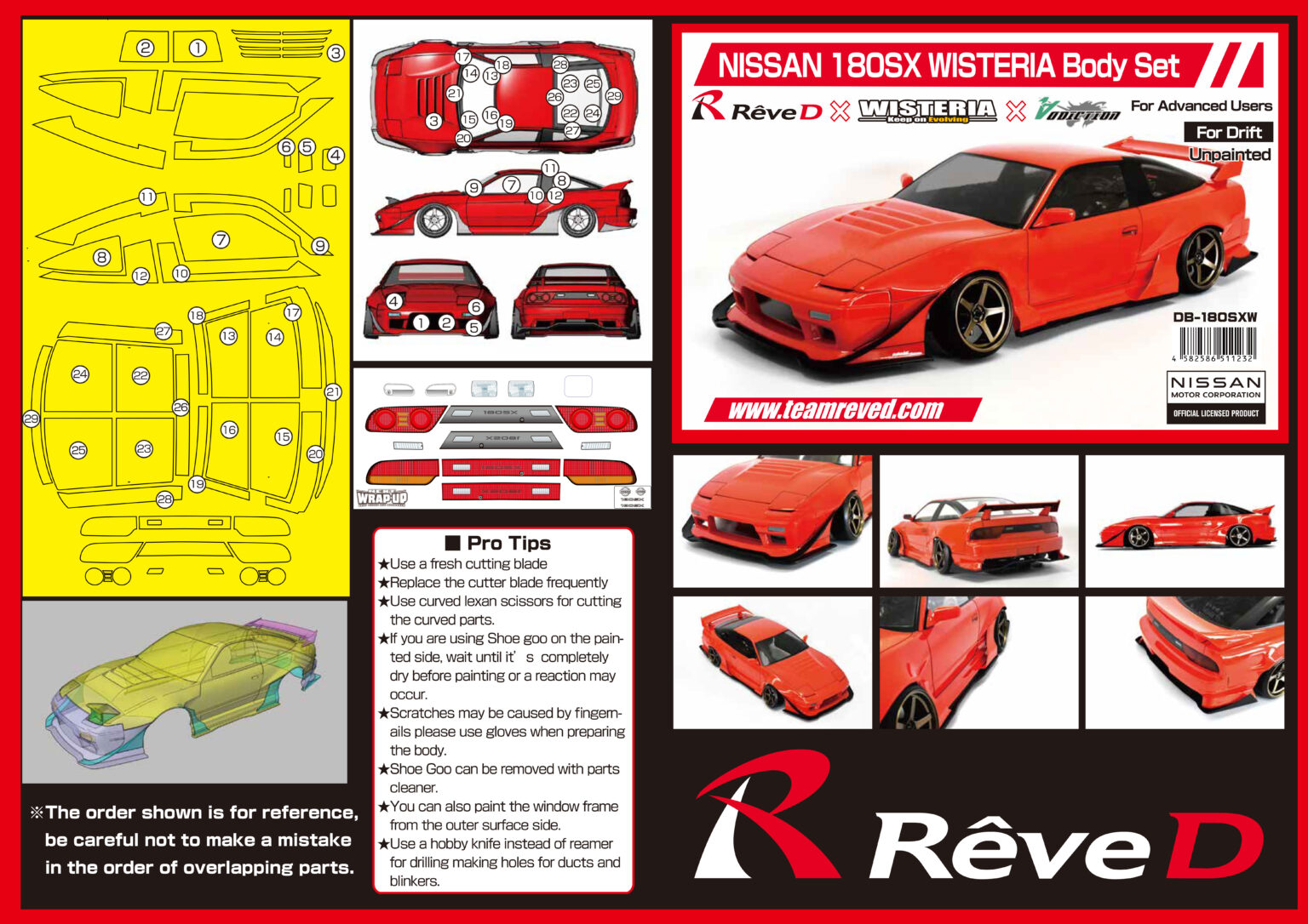 ReveD / DB-180SXW / Nissan 180SX WISTERIA Clear Body Set - Drifted